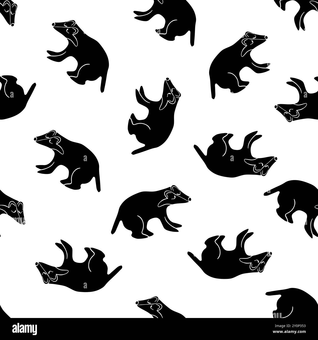 Vector isolated illustration of black and white pattern with wolverines ...