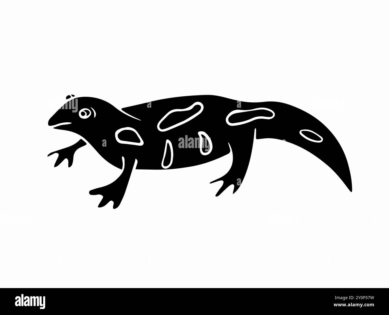 Vector isolated illustration of salamander silhouette on white ...