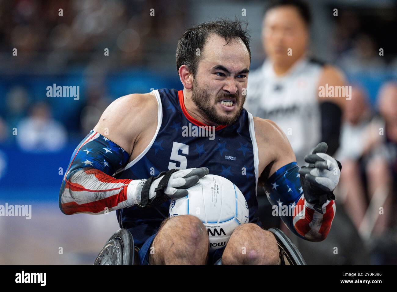 United States Chuck Aoki (5) reacts during a wheelchair rugby gold ...