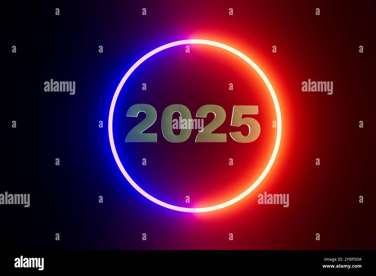 3d render A glowing circle with the number 2025 in the center, 2025 ...