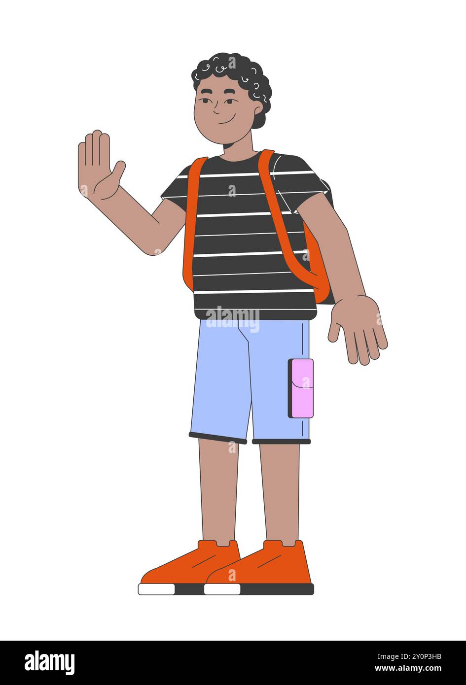 African american schoolboy greeting waving 2D cartoon character Stock ...