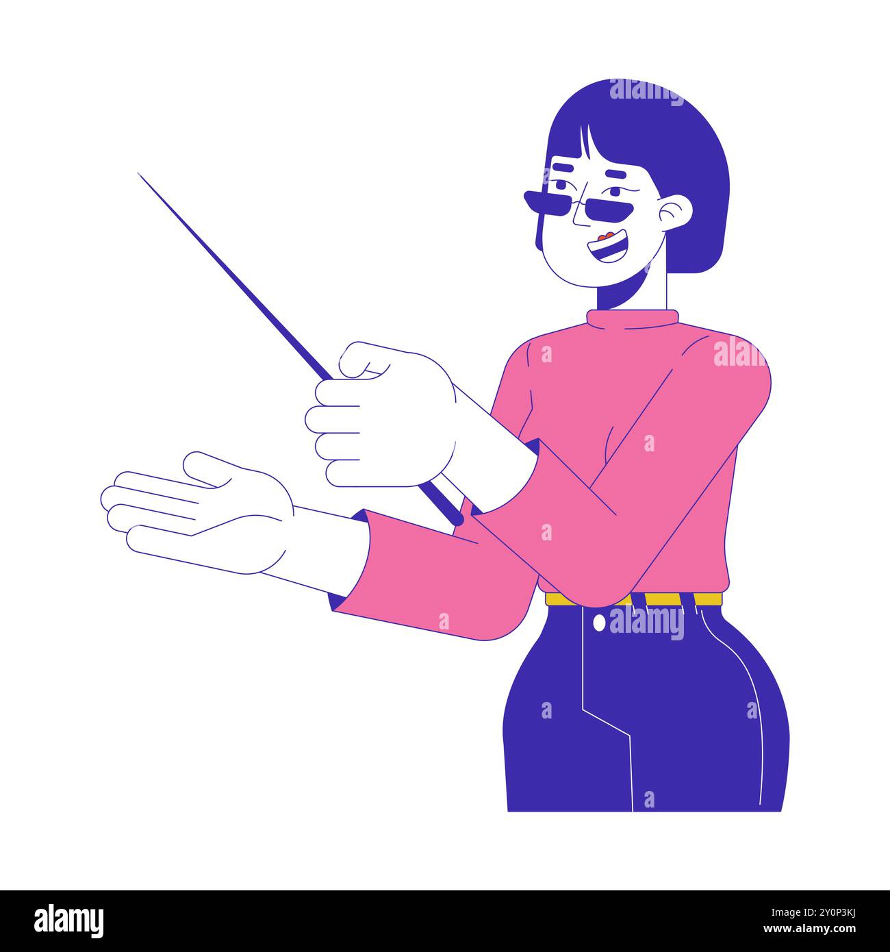 Japanese woman teacher showing aside 2D cartoon character Stock Vector ...