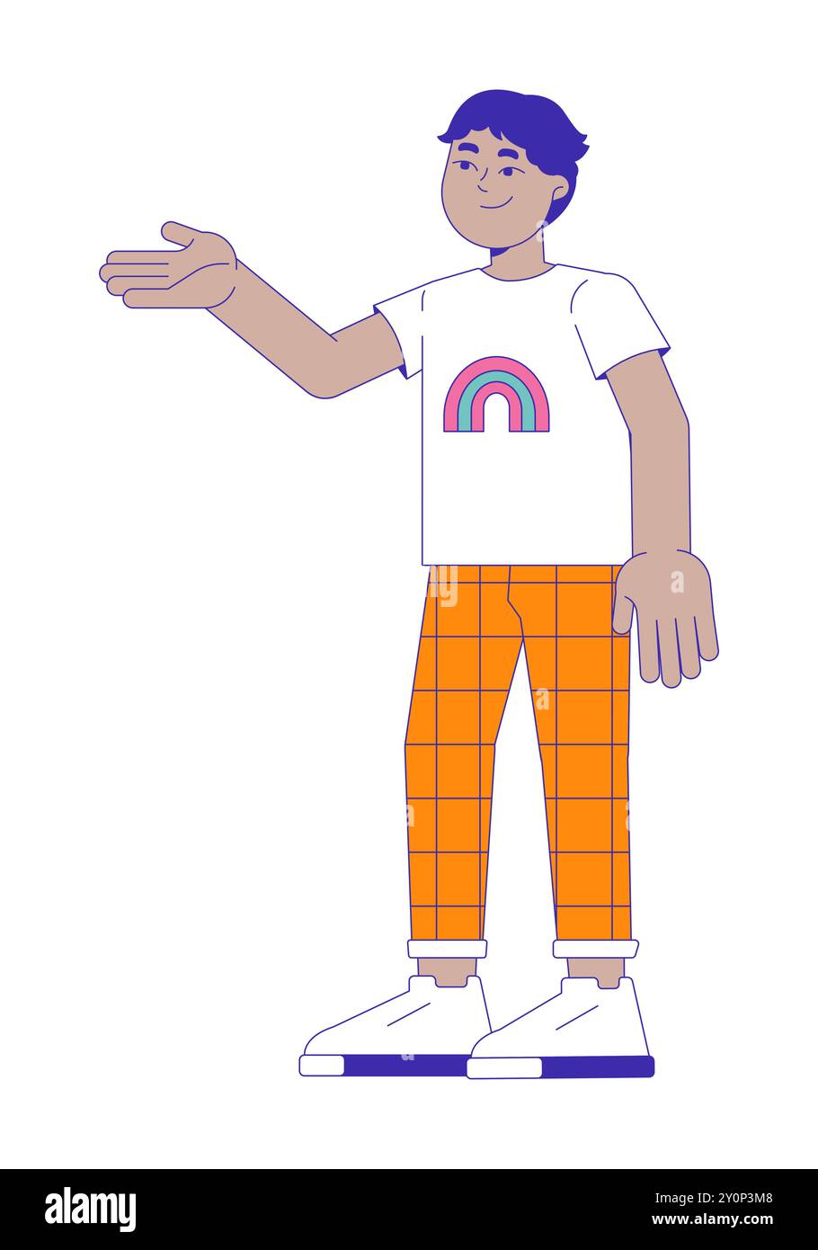 Happy arab boy pointing aside 2D cartoon character Stock Vector Image ...