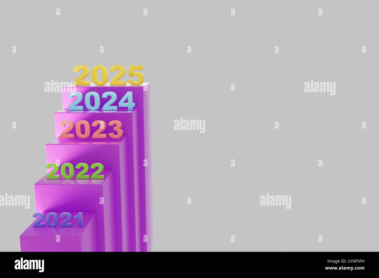 A series of pink blocks with the numbers 2025, 3d render Stock Photo ...