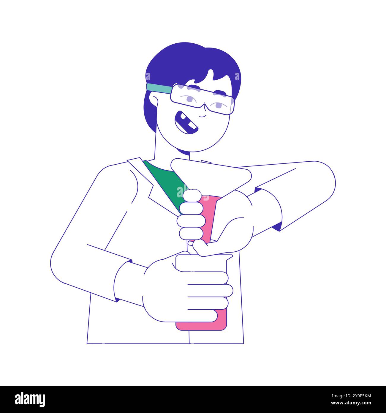 Excited asian boy doing chemical tests 2D cartoon character Stock ...