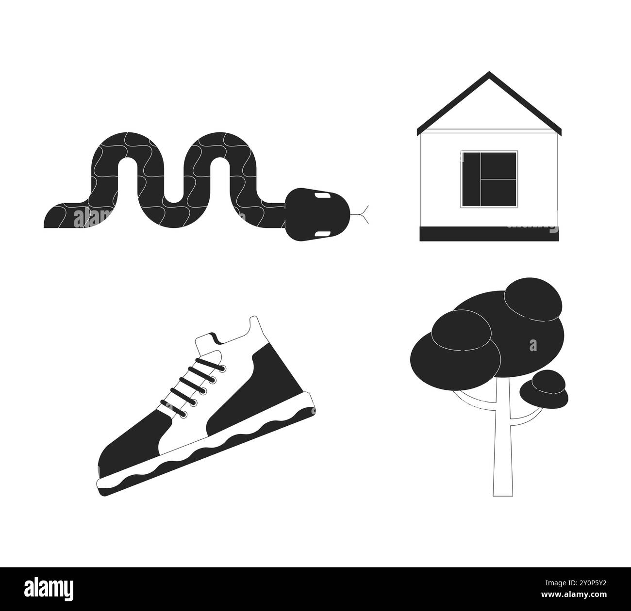 Wildlife precautions black and white 2D line objects set Stock Vector ...