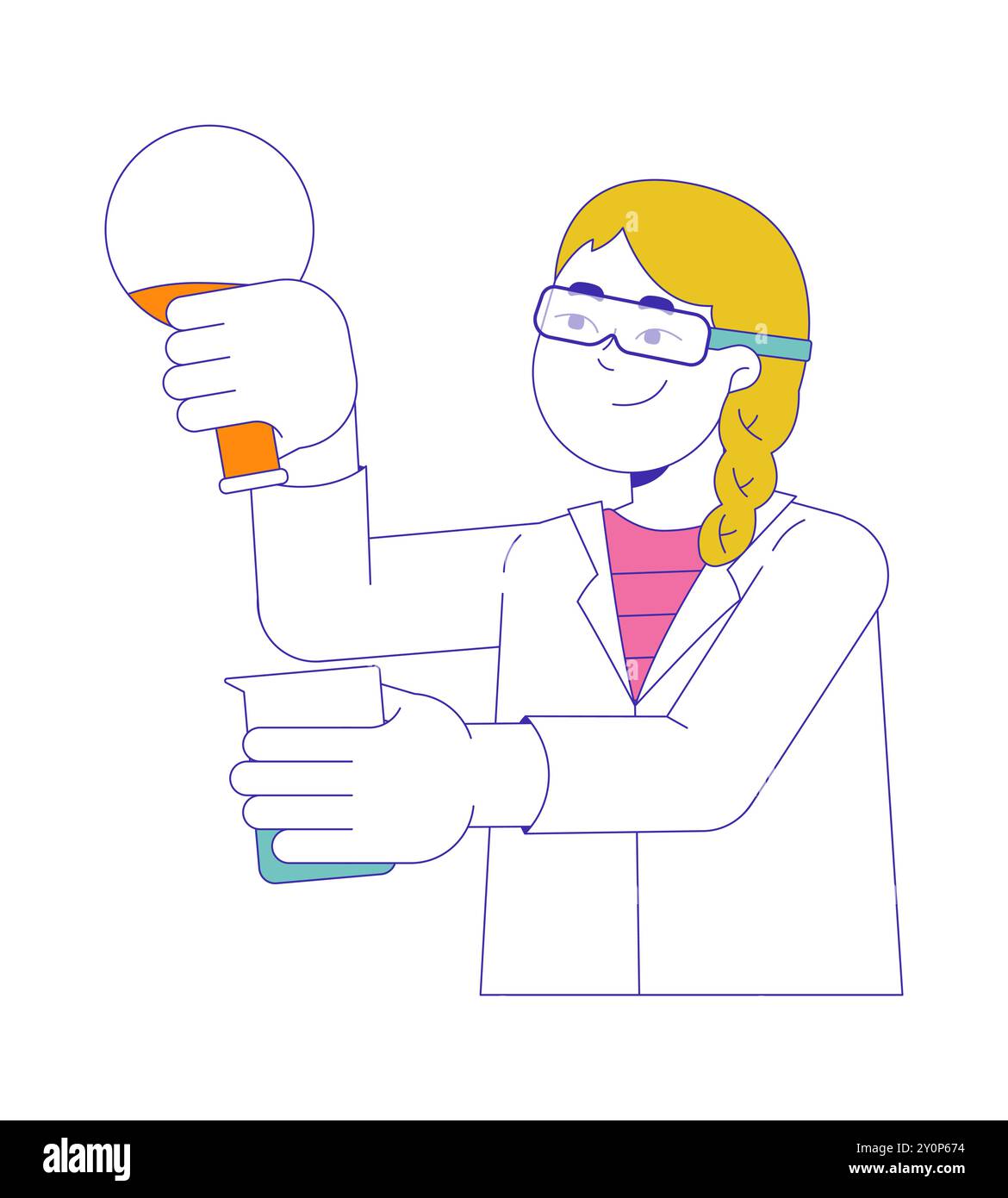 Smart student girl with chemicals 2D cartoon character Stock Vector ...
