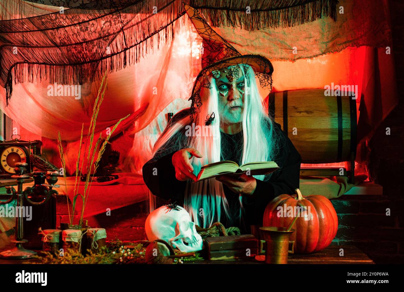 Halloween Scene with bloody man devil. Halloween. Horror with scary ...