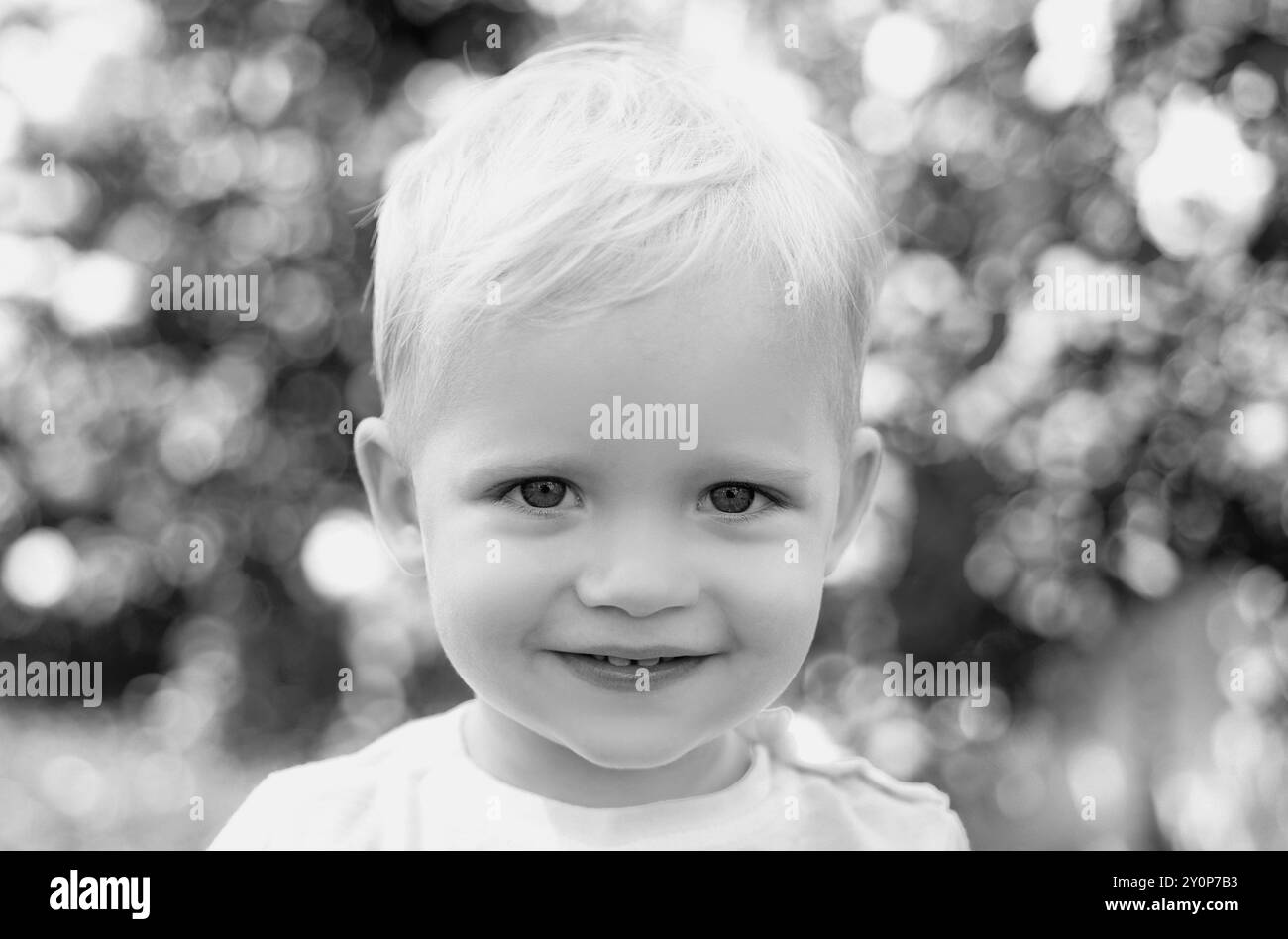 Cute smile kids face. Closeup portrait of smiling child boy on blur ...