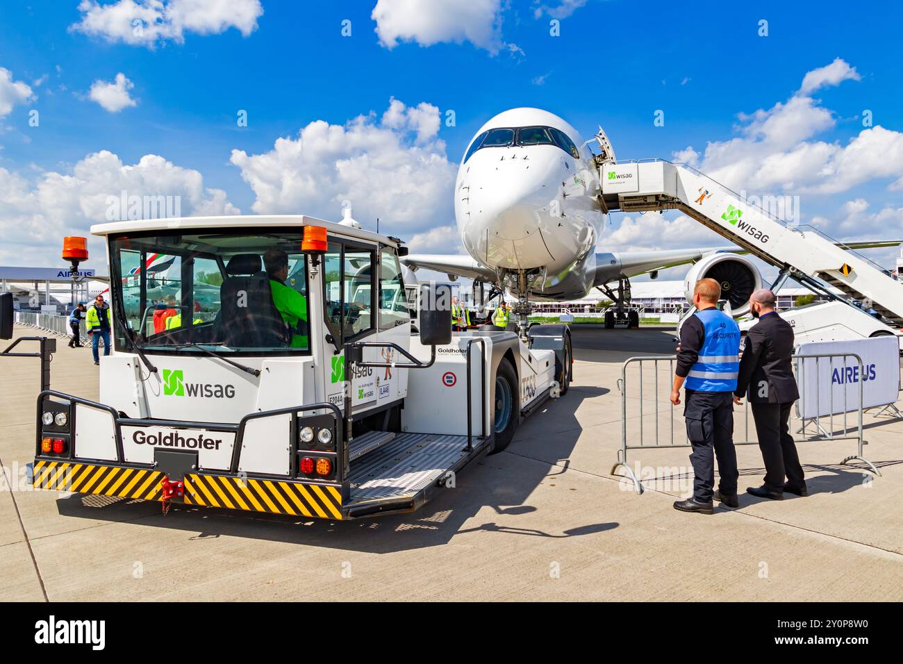 Airbus A350 XWB passenger jet plane about to be towed by an airport ...