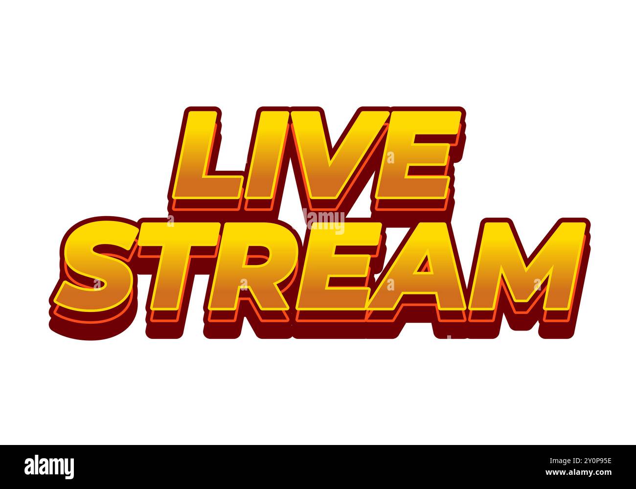 Live stream. Text effect design in 3D style with modern colors Stock ...