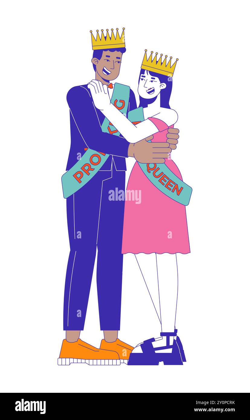 Prom queen king high school dance 2D cartoon characters Stock Vector ...