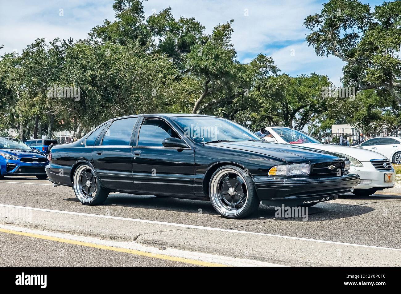 Gulfport, MS - October 07, 2023: Wide angle front corner view of a 1996 ...