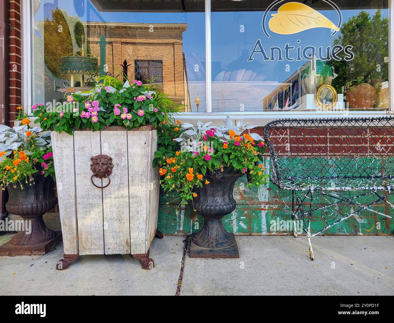 Charming Antique Shopfront with Floral Displays Eye-Level Perspective ...