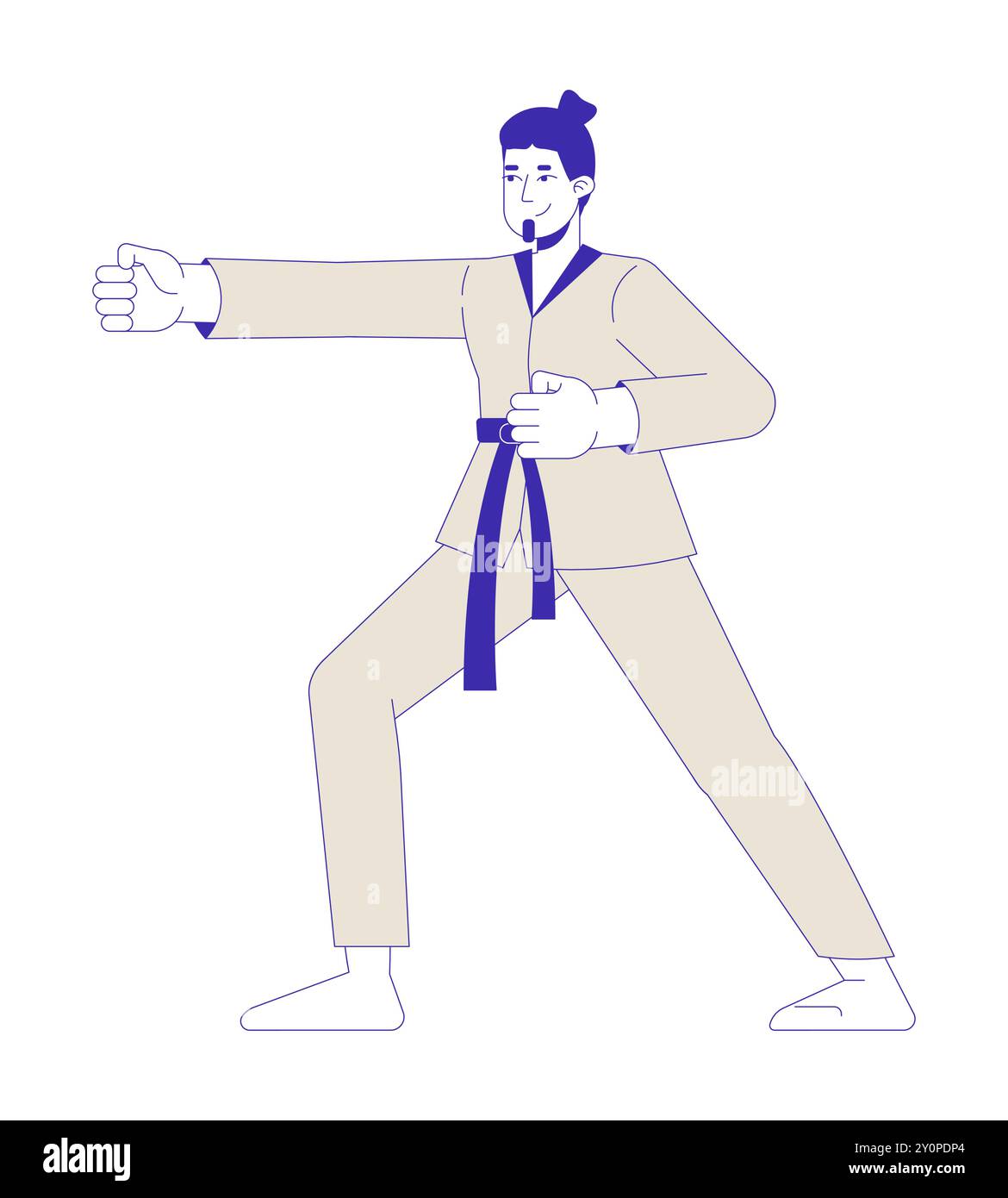 Fighting martial artist kimono man 2D cartoon character Stock Vector ...