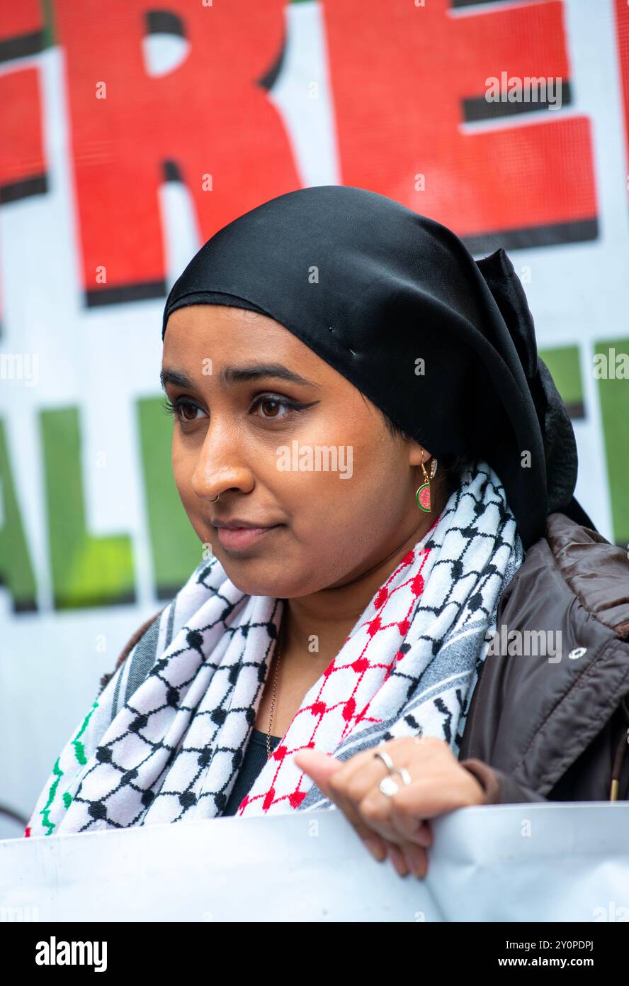 London, UK. 6th July 2024. Pro Palestine supporter at the National ...