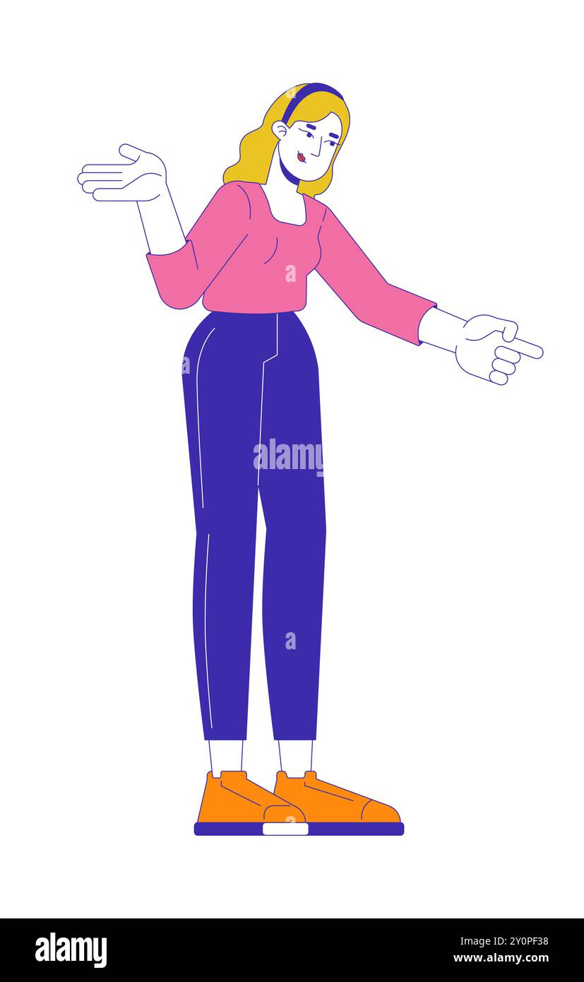 Blonde woman pointing finger 2D cartoon character Stock Vector Image ...