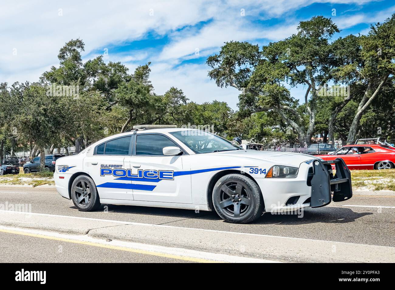 Gulfport, MS - October 07, 2023: Wide angle side view of a 2014 Dodge ...