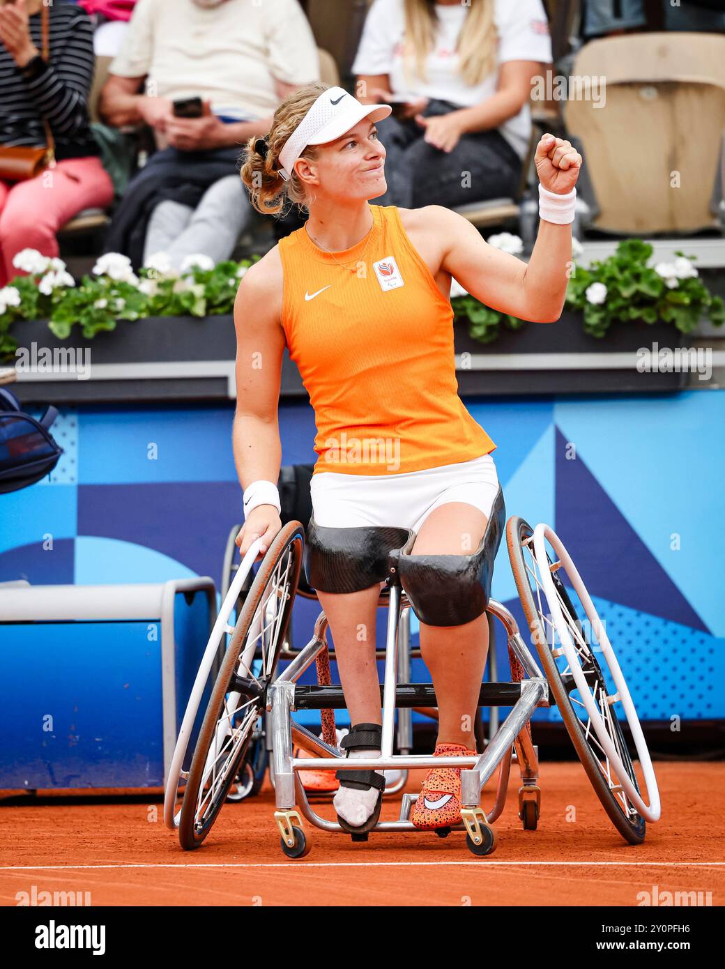 Paris, Sept. 3, 2024, Paralympic wheelchair tennis event. Diede De ...