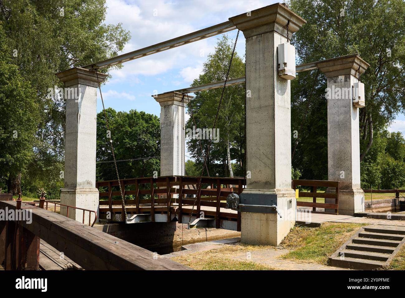 Nemnovo sluice lock of Augustow Canal is architectural hydrotechnical ...