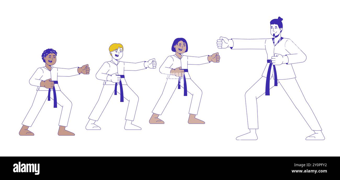 Martial arts sensei training pupils 2D cartoon characters Stock Vector ...