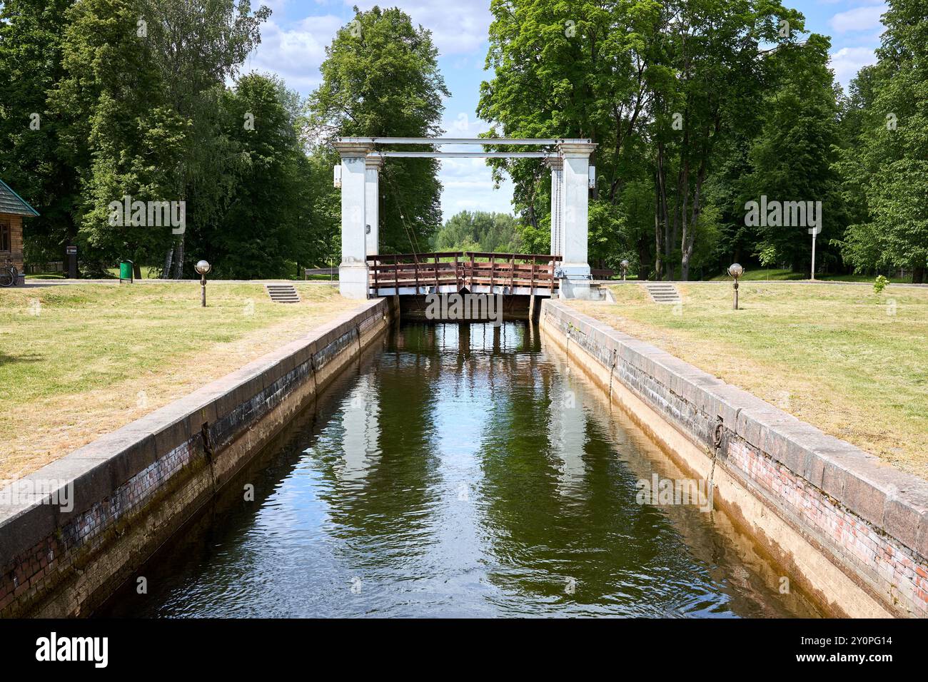 Nemnovo sluice lock of Augustow Canal is architectural hydrotechnical ...