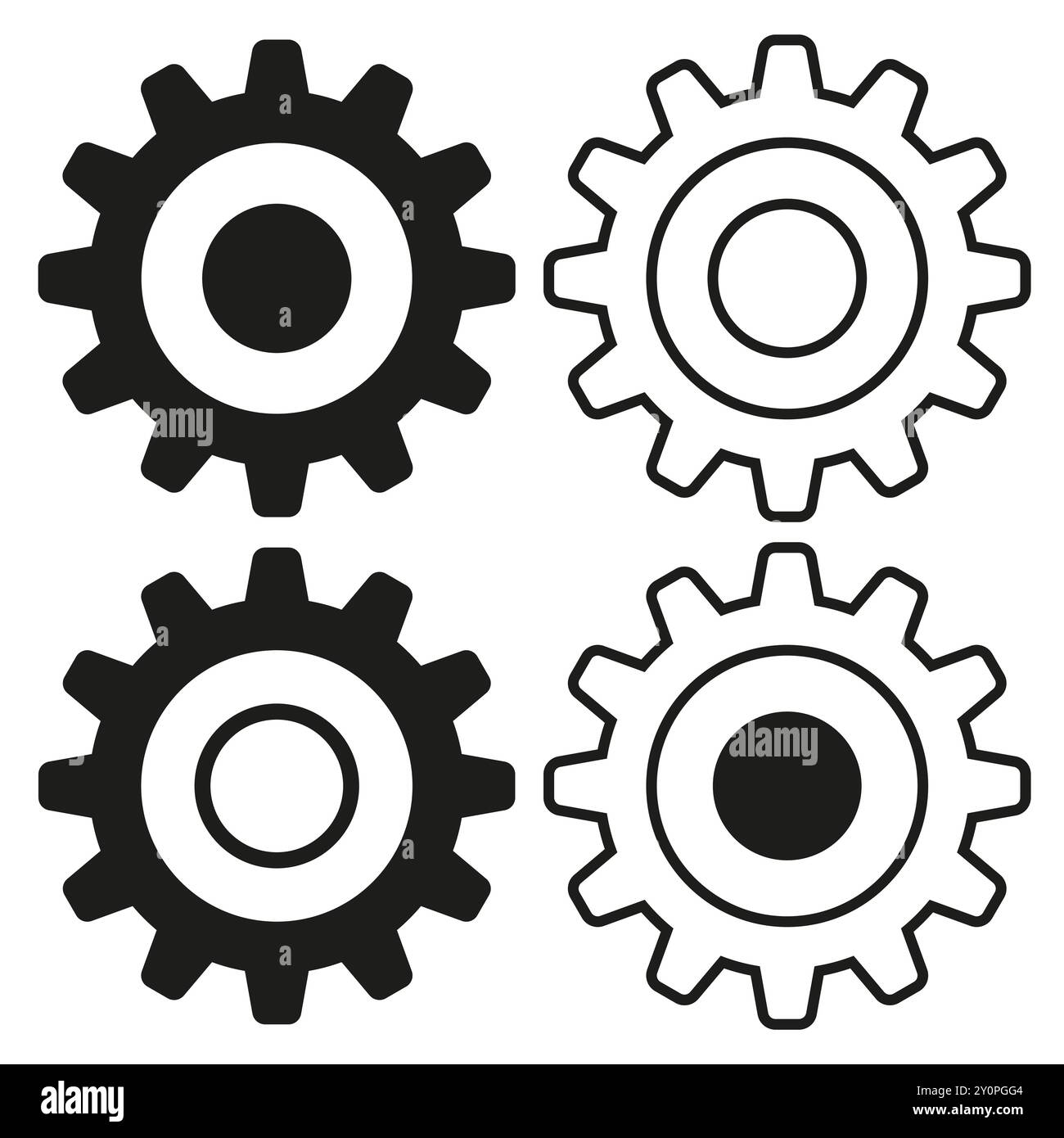 Gear icon set. Industrial cogwheel symbol. Mechanical engineering ...