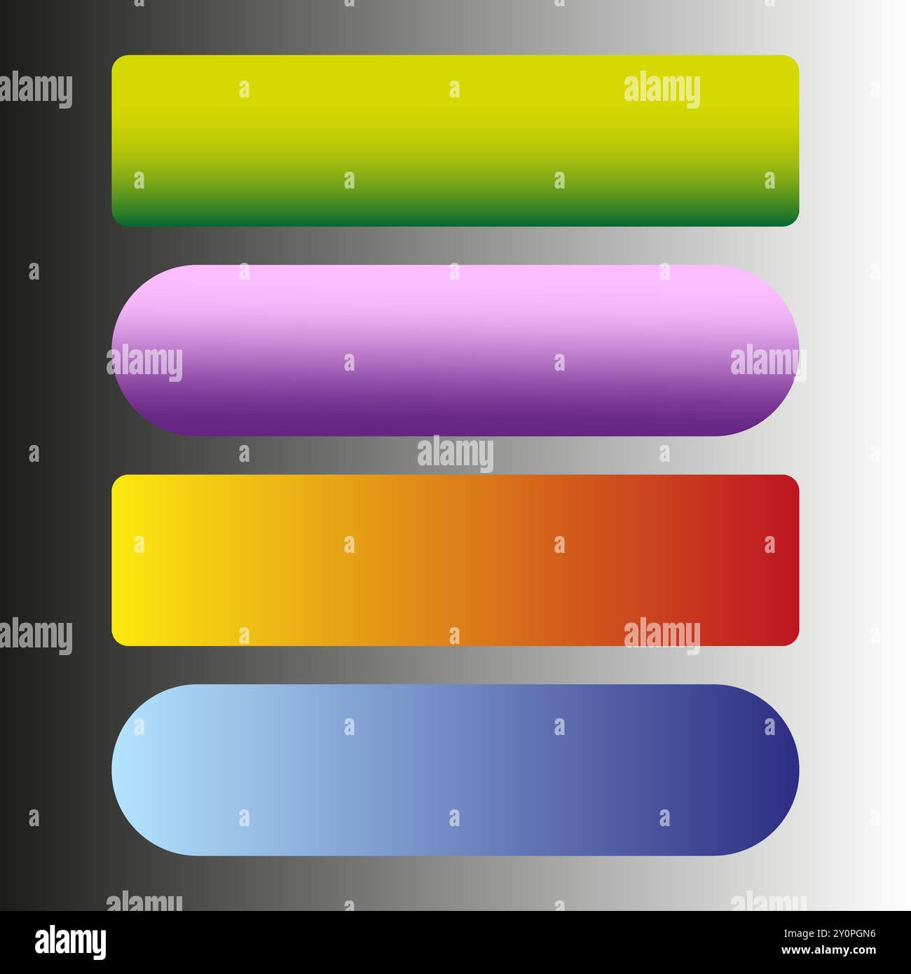 Gradient button set. Colorful rounded rectangles. Multicolor UI elements. Vibrant gradient ...