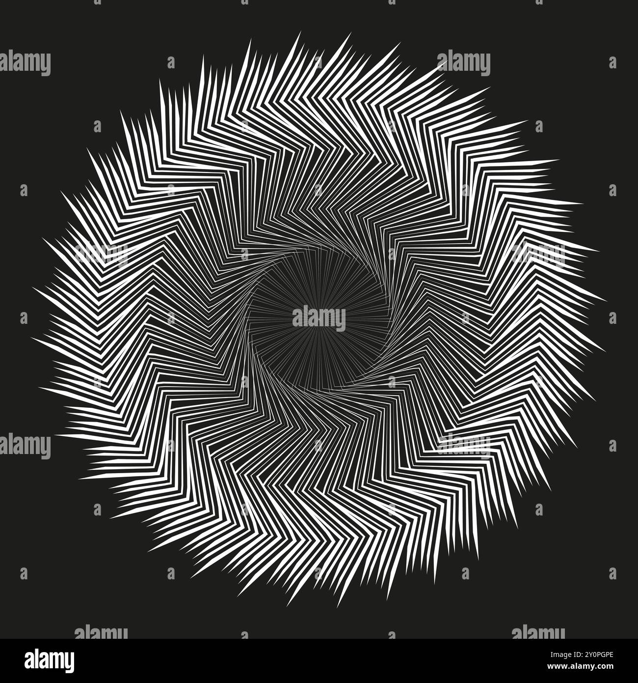 Abstract spiral vector. Black and white optical illusion. Geometric ...