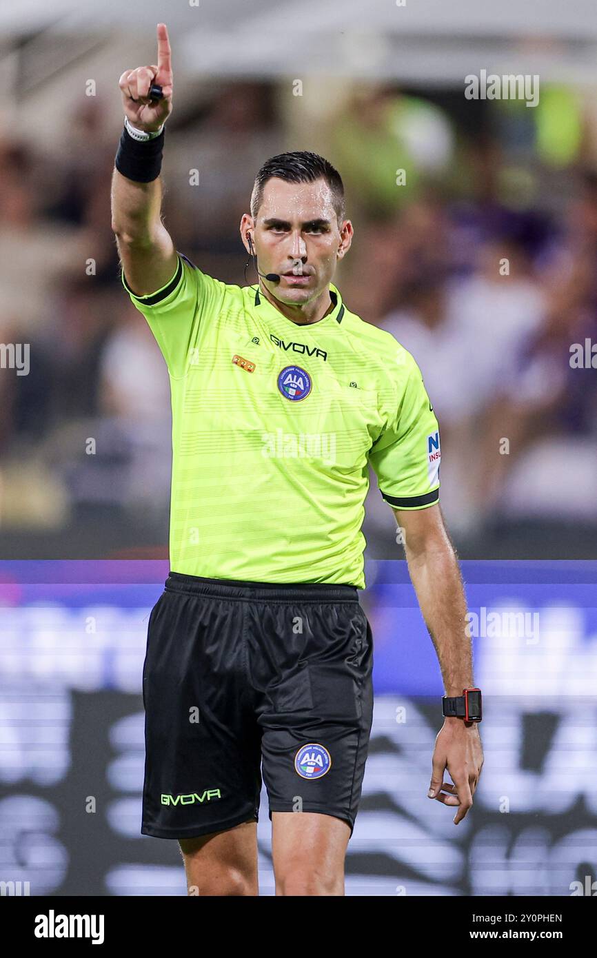 Italian referee Andrea Colombo gesticulate during the Serie A football ...