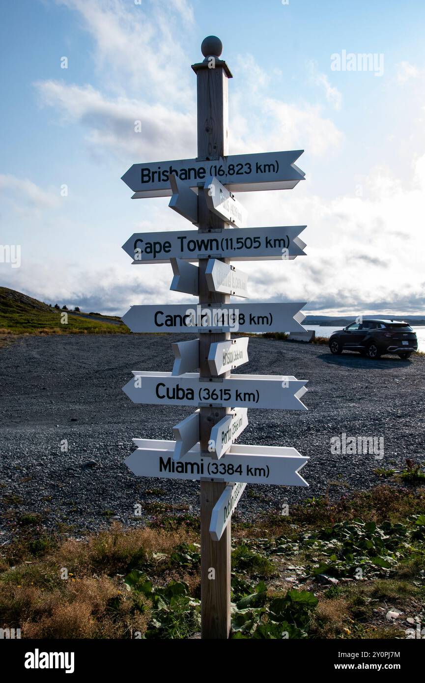 Directional signs to various cities from Green Point Lighthouse in Port ...