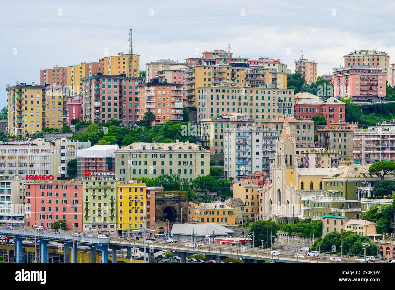 Genoa, Italy- May 27, 2024: city skyline in afternoon sunlight, high ...