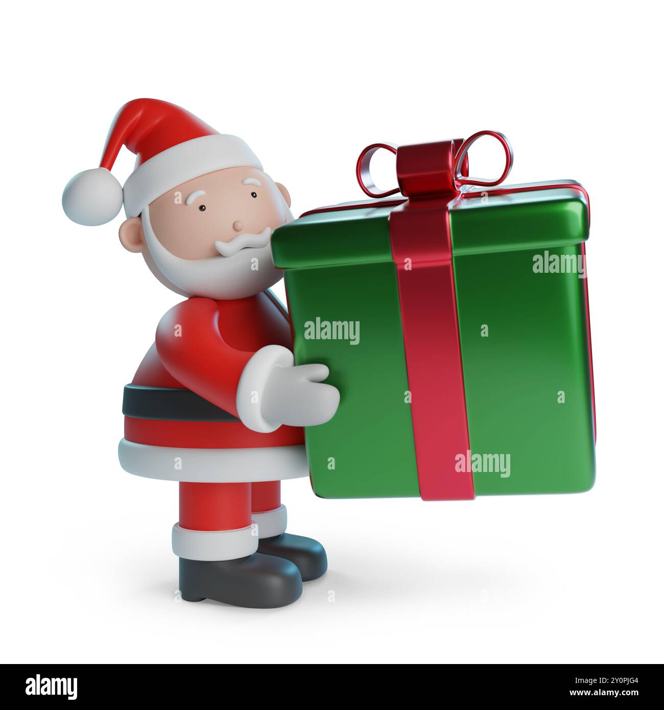 Cartoon Santa Claus carrying a gift box isolated on white background ...