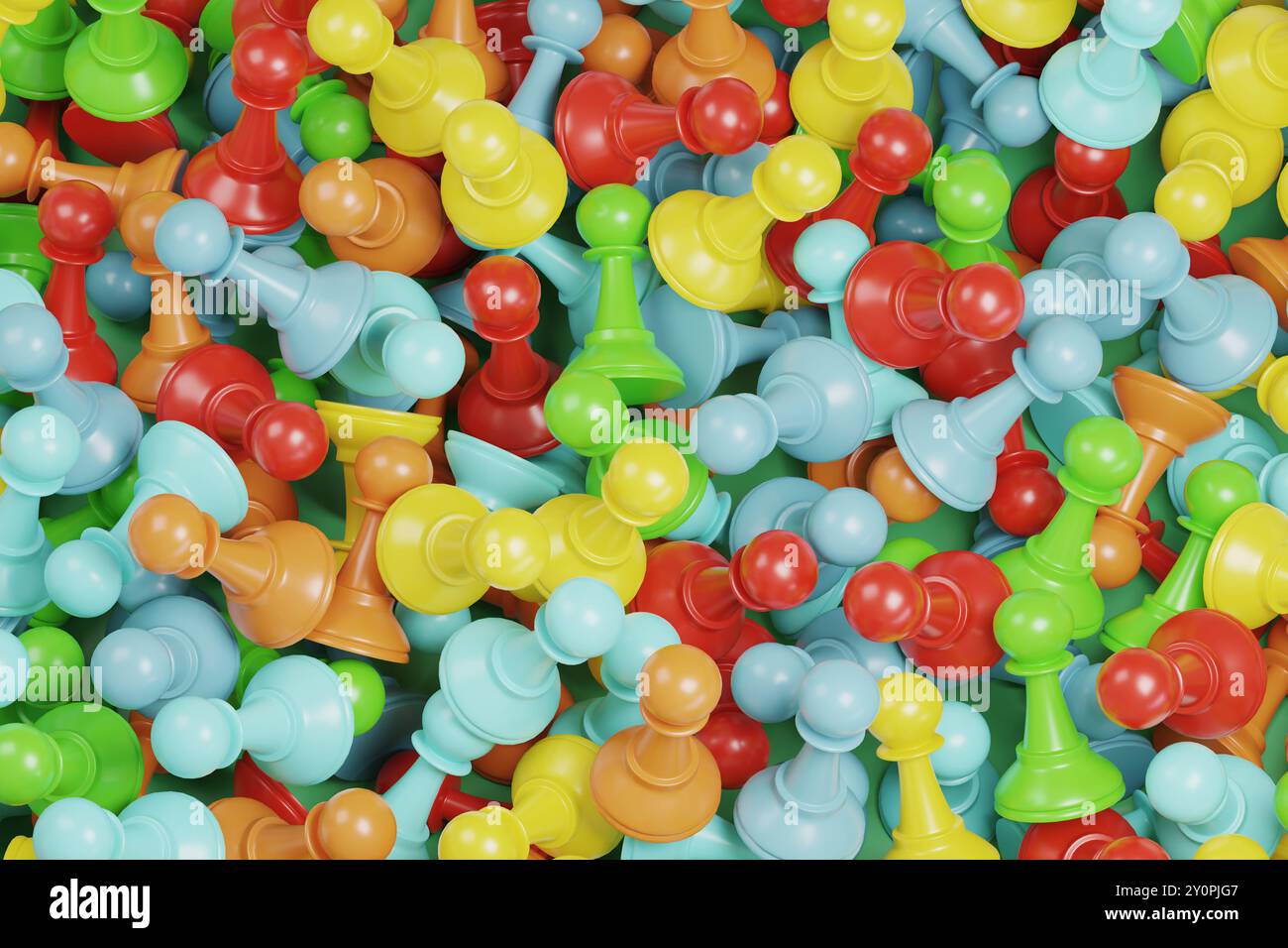 Colorful chess pawns bulk background. 3d illustration Stock Photo - Alamy