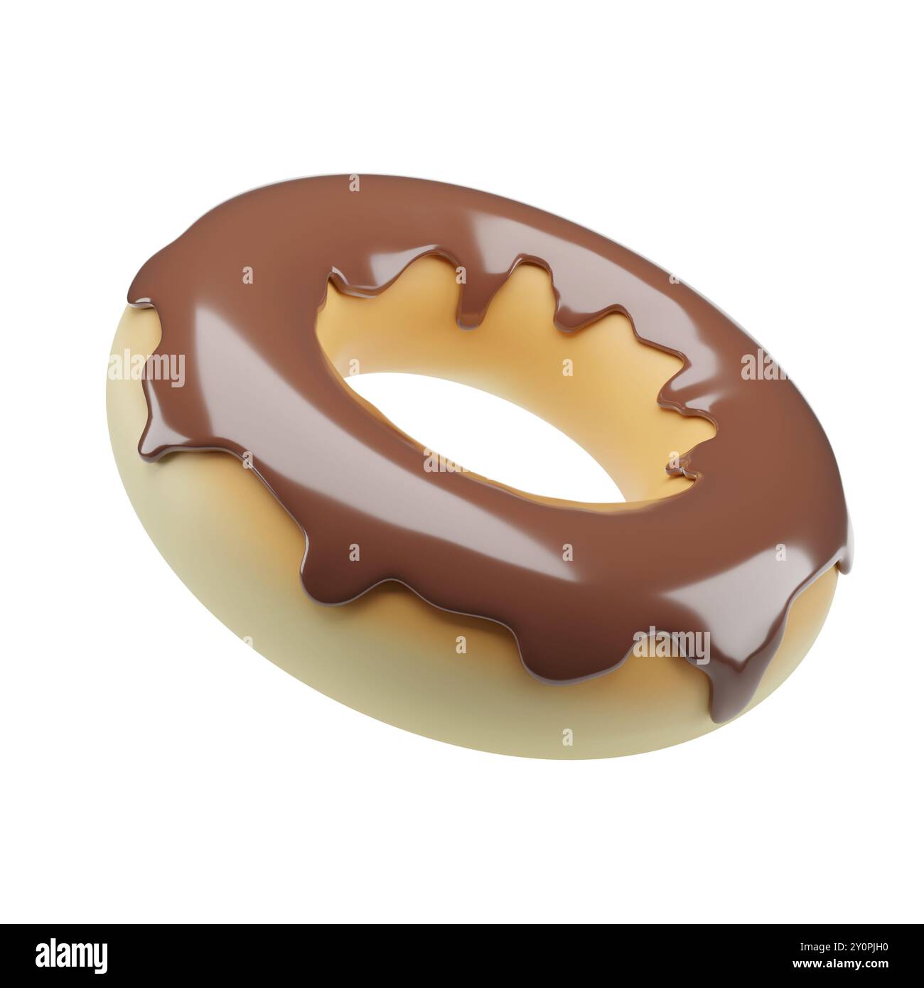 Chocolate dipped donut isolated on white background. 3d illustration ...