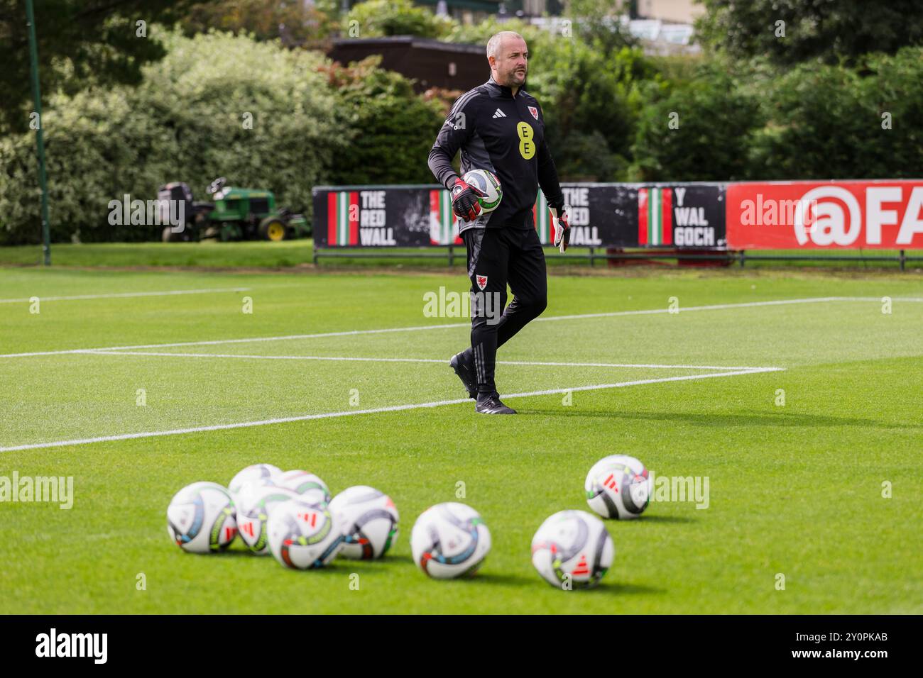 PONTYCLUN, UK. 03rd Sep, 2024. Wales' Goalkeeping Coach Martyn ...