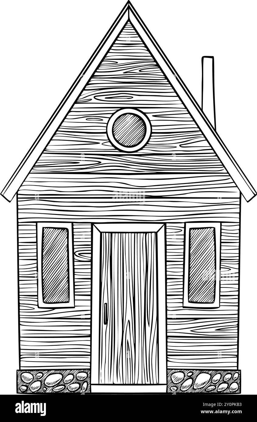 Drawing cottage on black Cut Out Stock Images & Pictures - Alamy