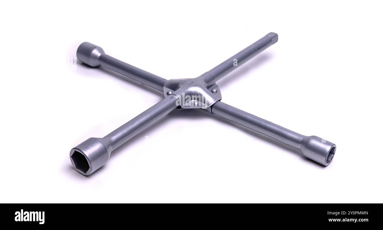 Car wheel wrench on white Stock Photo - Alamy