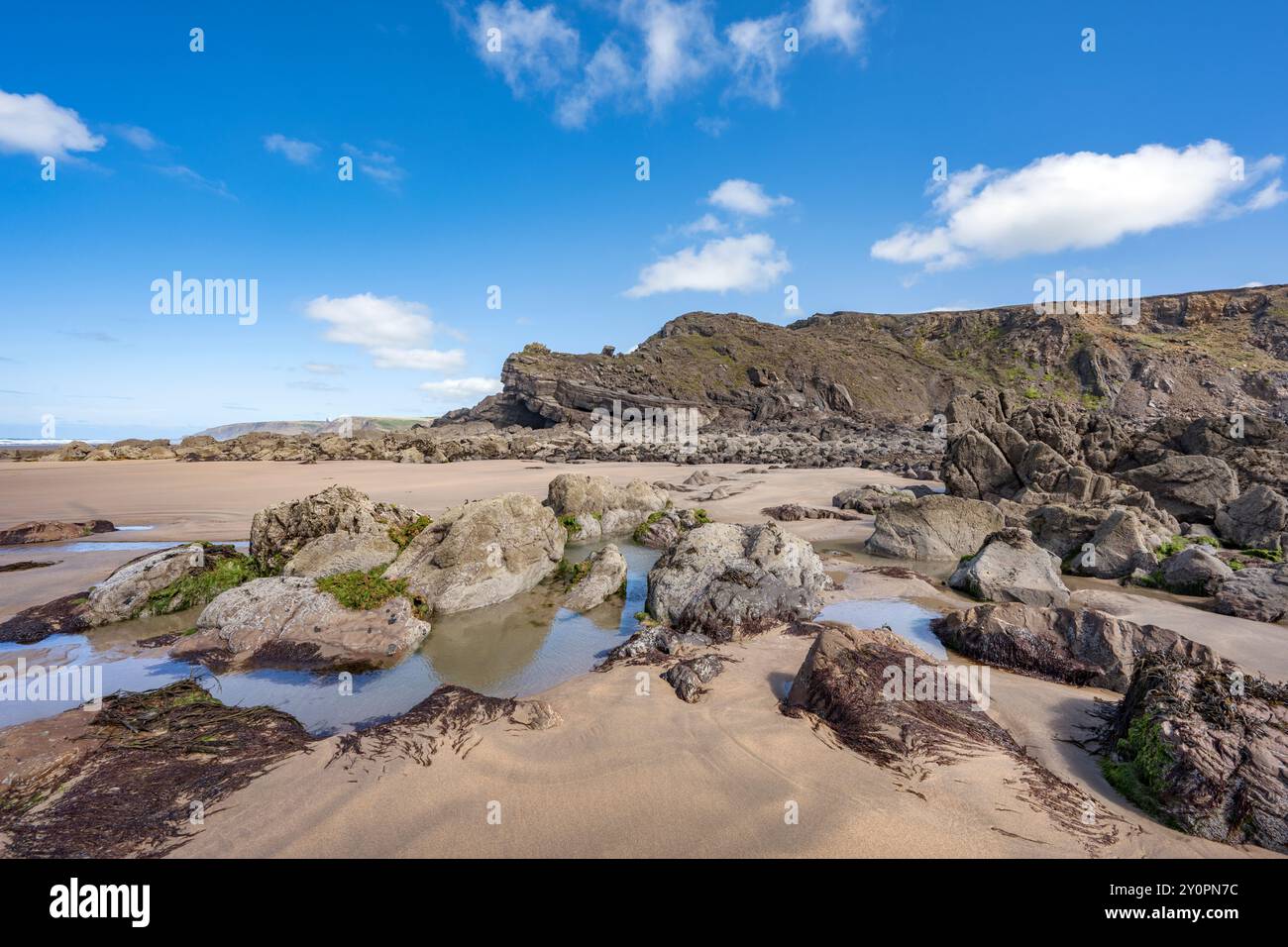 Northcott Mouth beach complete with sand rocks and shipwreck on the ...