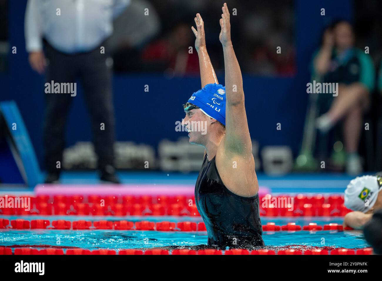 Carlotta Gilli, of Italy, celebrates after winning at Women's 200m ...