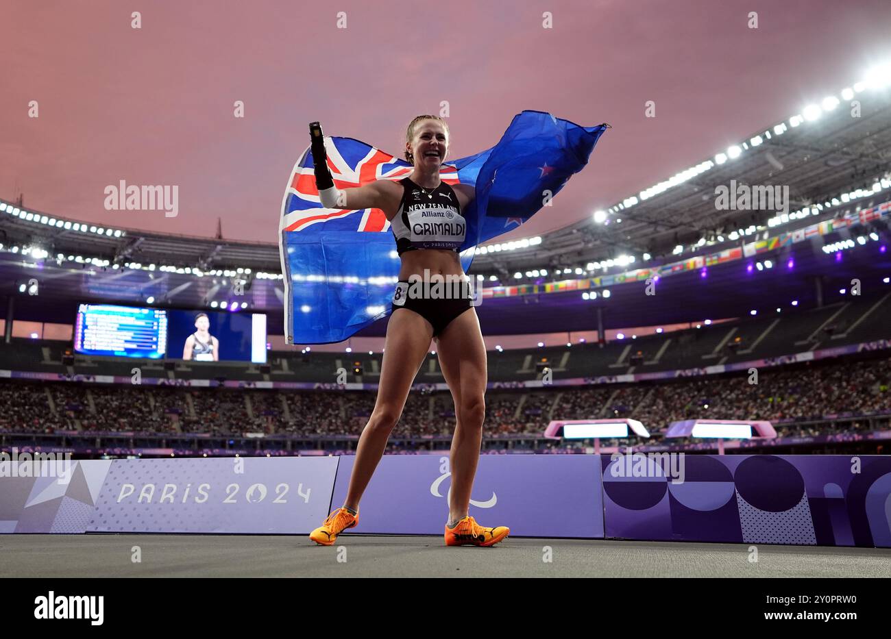 New Zealand's Anna Grimaldi celebrates winning bronze in the Women's ...