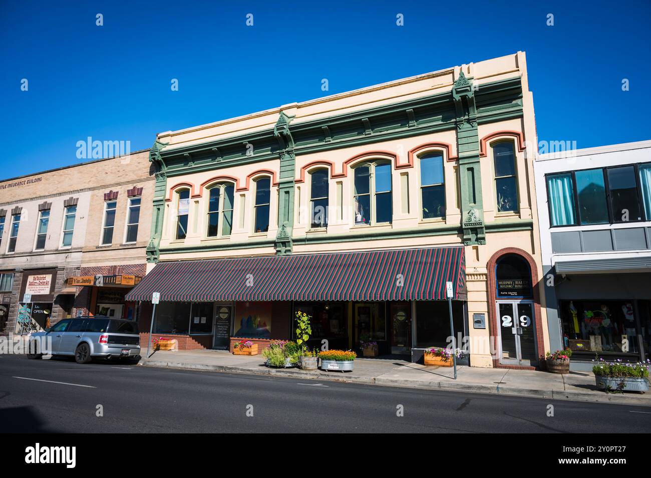 Old brick buildings from the 1880’s and 1890s in the main street of Pendleton OR, USA Stock ...