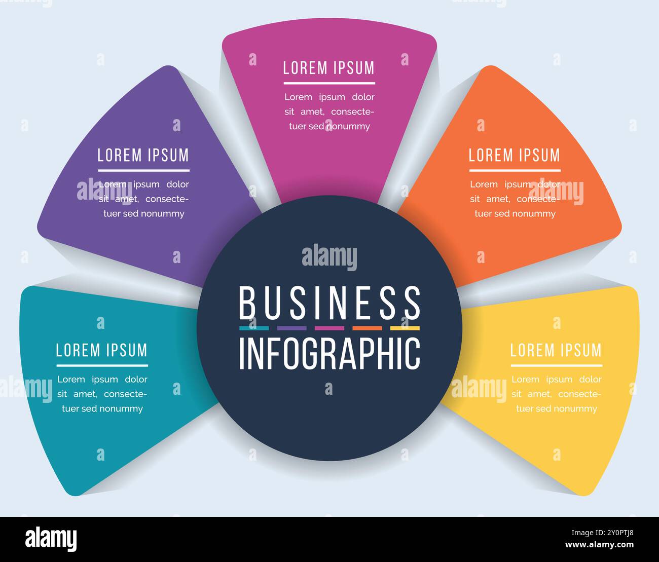 Circle Infographic design 5 steps, objects, elements or options ...