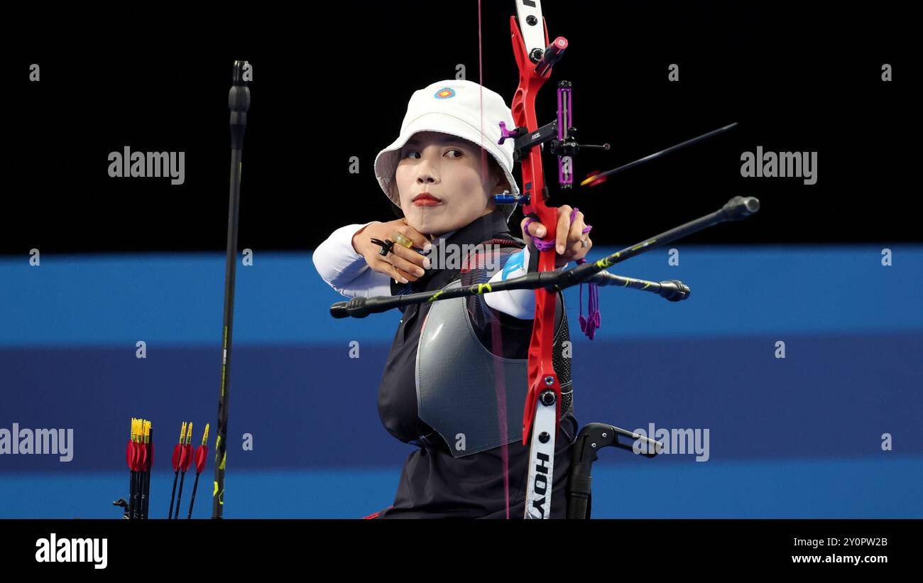 China's Wu Chunyan last shot before winning gold in the Women's ...