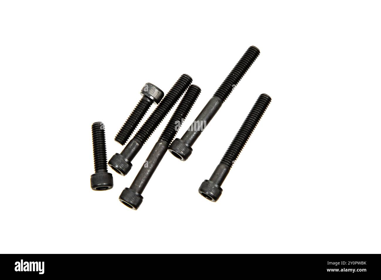Black bolts for the tool hex. Modern fastening elements. Isolate on a ...
