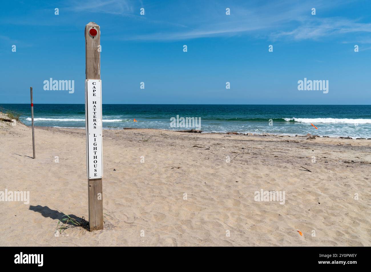 Historical Marker showing the original location for the Cape Hatteras ...
