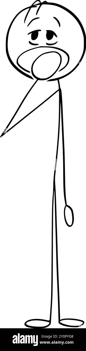 Sleepy person yawing with his hand in front of his mouth, vector ...