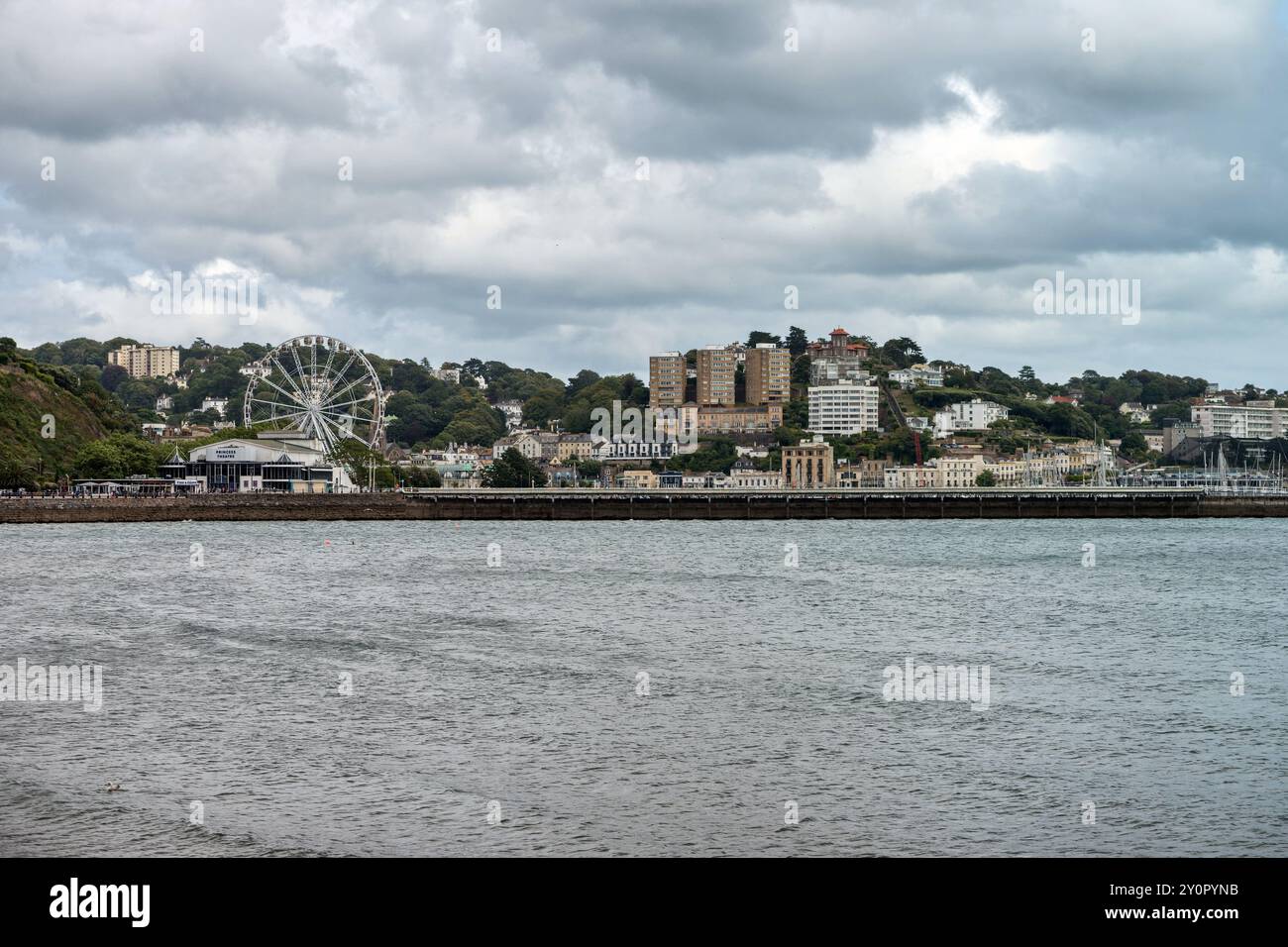 English town Torquay in Devon. English riviera. Dramatic clouds Stock ...