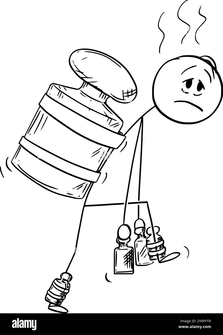 Tired person with heavy legs or chronic fatigue syndrome carrying ...