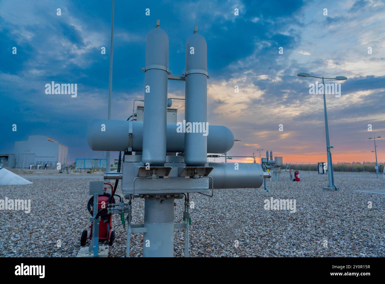 Dramatic sky above the gas pipeline control valve platform Stock Photo ...